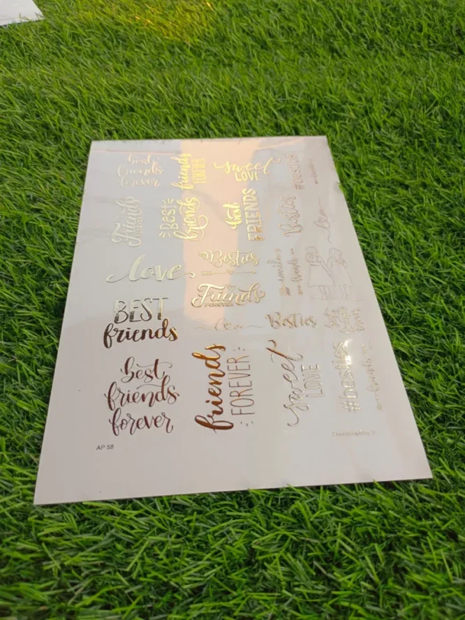 Embossed Gold Stickers sheet 0034 Best Friend Sticker – Epoxy Art India
