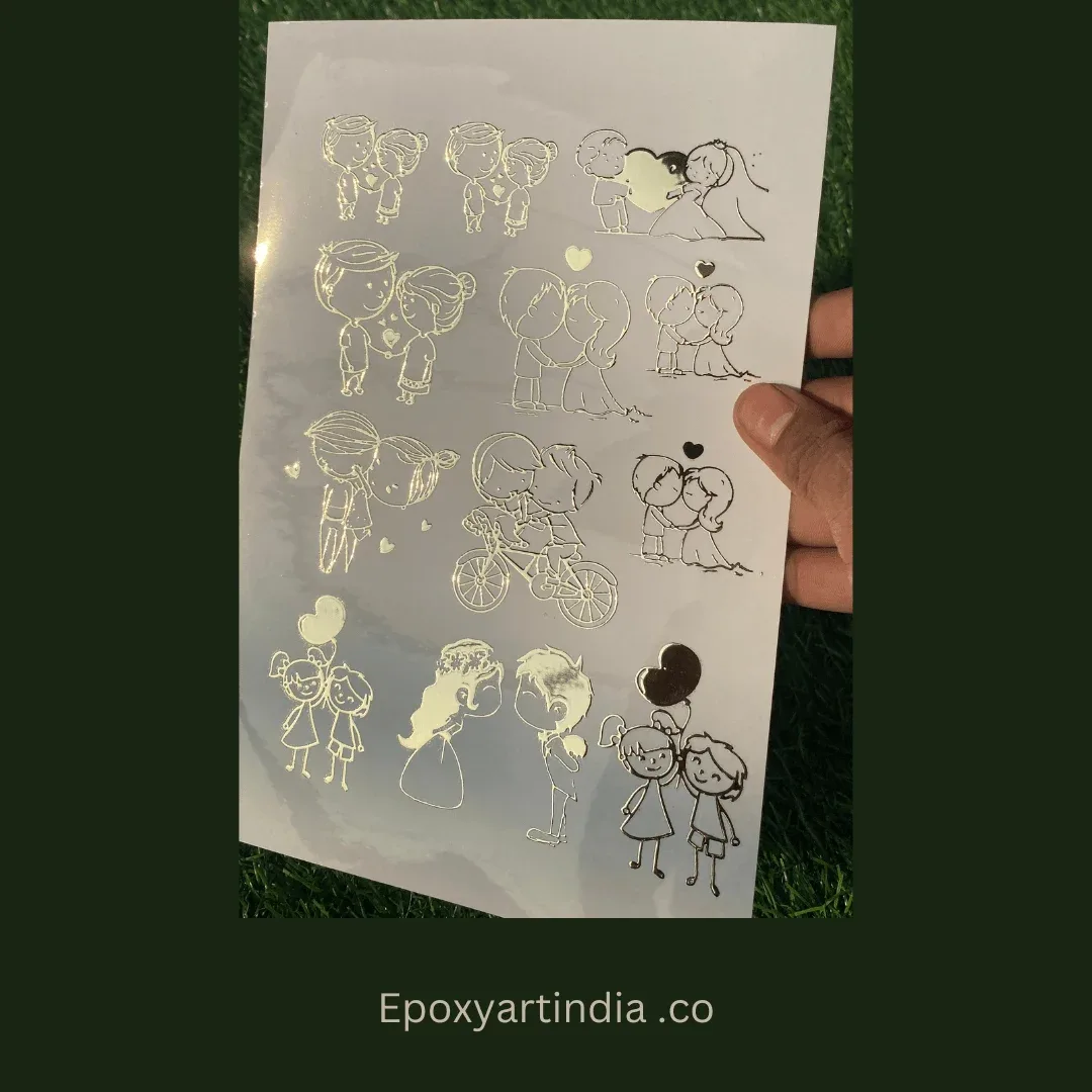 Gold cute couple Embossed Stickers for resin art – Epoxy Art India