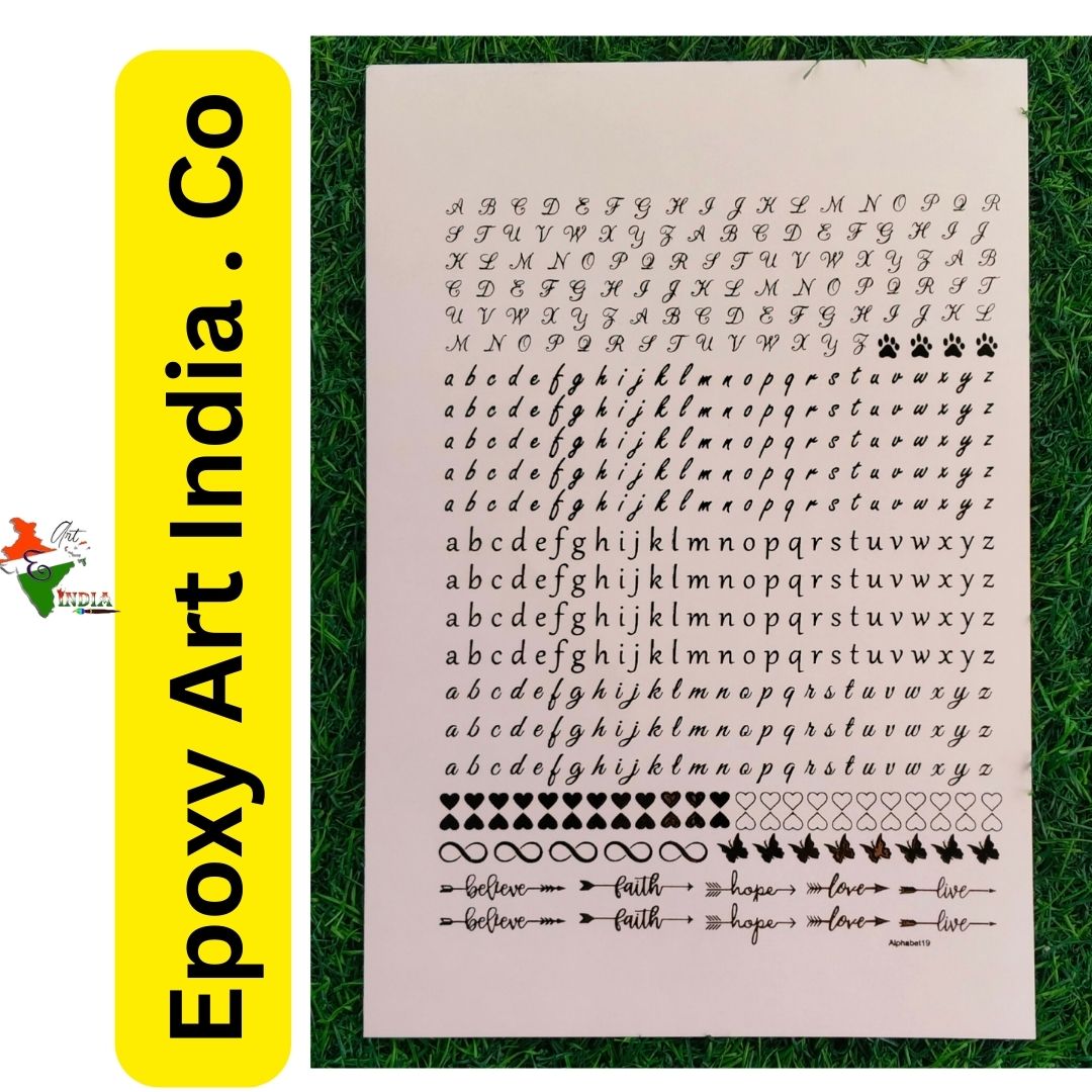 Designer Alphabet Sticker Embossed Gold Stickers sheet – Epoxy Art India