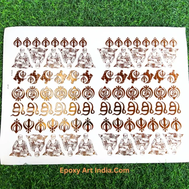 Embossed Gold Stickers sheet 215 A4 Size Punjabi God Signs Sticker ...