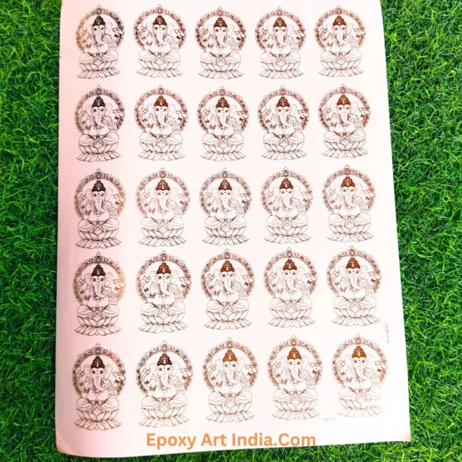 Embossed Gold Stickers sheet 217 A4 Size Ganesh Ji Sticker – Epoxy Art ...