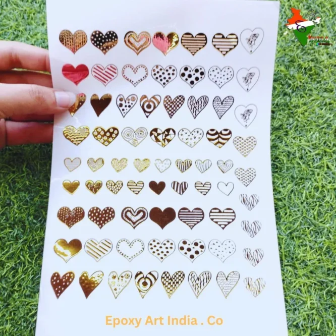 Embossed Gold Stickers for resin art sheet 272 ( Heart Stickers ...