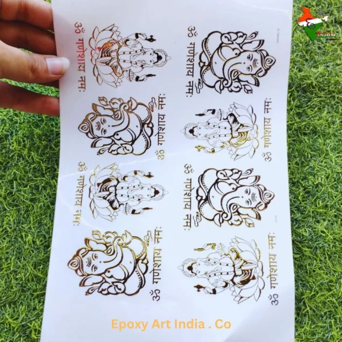 Embossed Gold Stickers for resin art sheet 279 (Ganesh ji Sticker ...