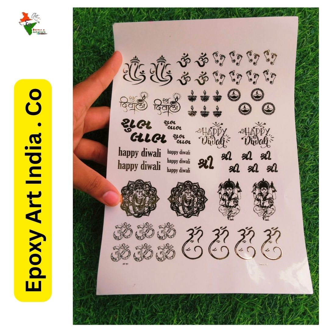 Embossed Gold Stickers for resin art sheet 273 ( Diwali Sticker ...