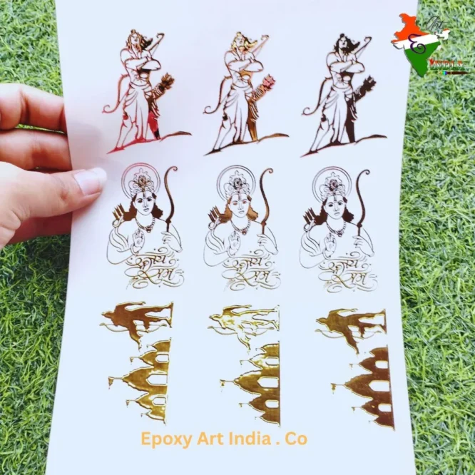 Embossed Gold Stickers for resin art sheet 285 ( Shree Ram Sticker ...