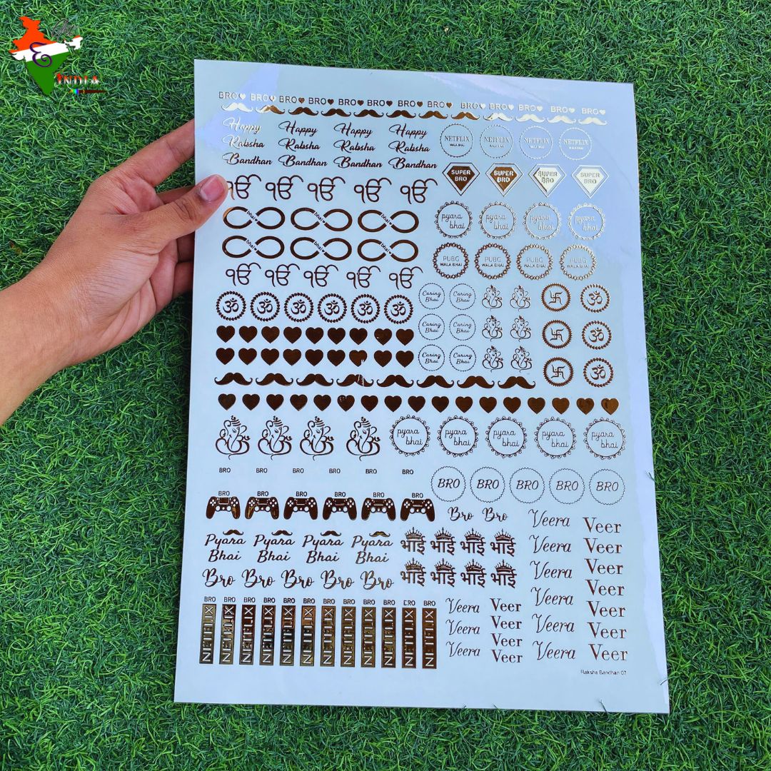 Embossed Gold Stickers sheet 294 A4 Size (Rakhi Sticker) – Epoxy Art India