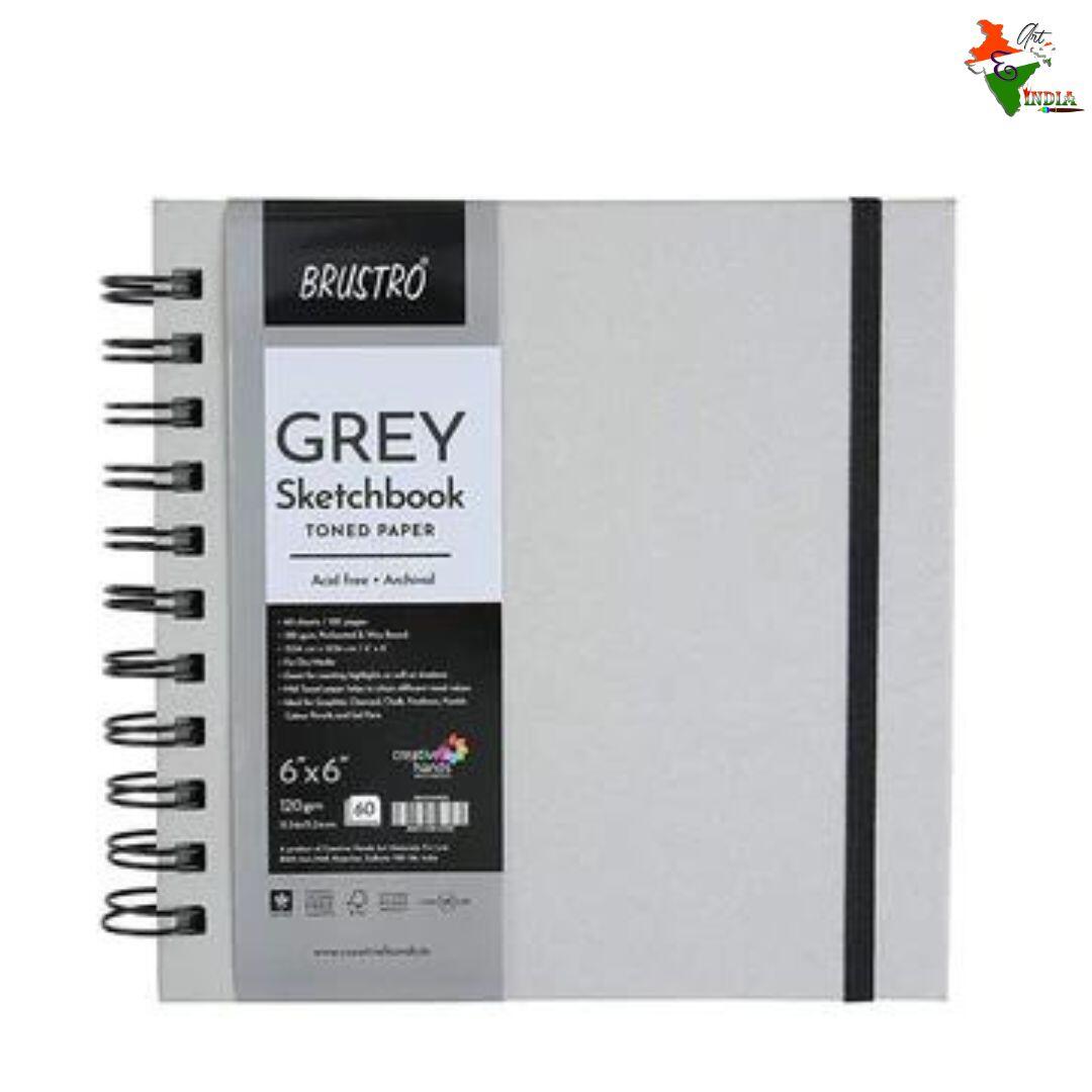 Brustro Grey Sketchbook Toned Paper 6″X 6″ 120gms – Epoxy Art India