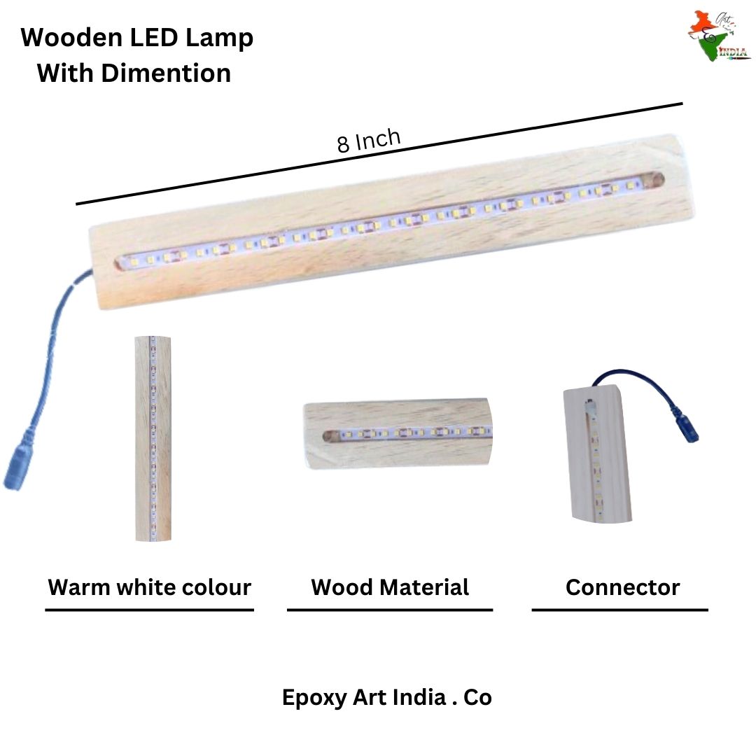 8 inches Wooden LED Stand in Pinewood – Epoxy Art India