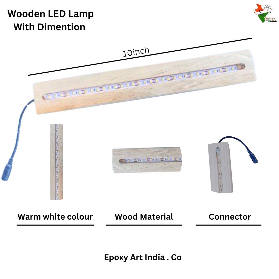 10 inches Wooden LED Stand in Pinewood – Epoxy Art India