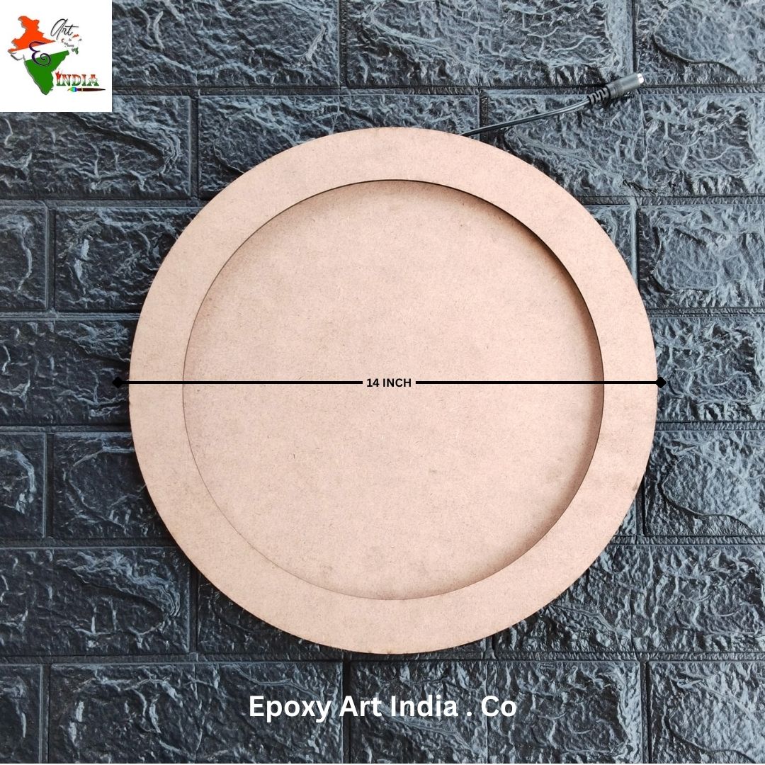 14″ MDF Frame With LED Light – Epoxy Art India