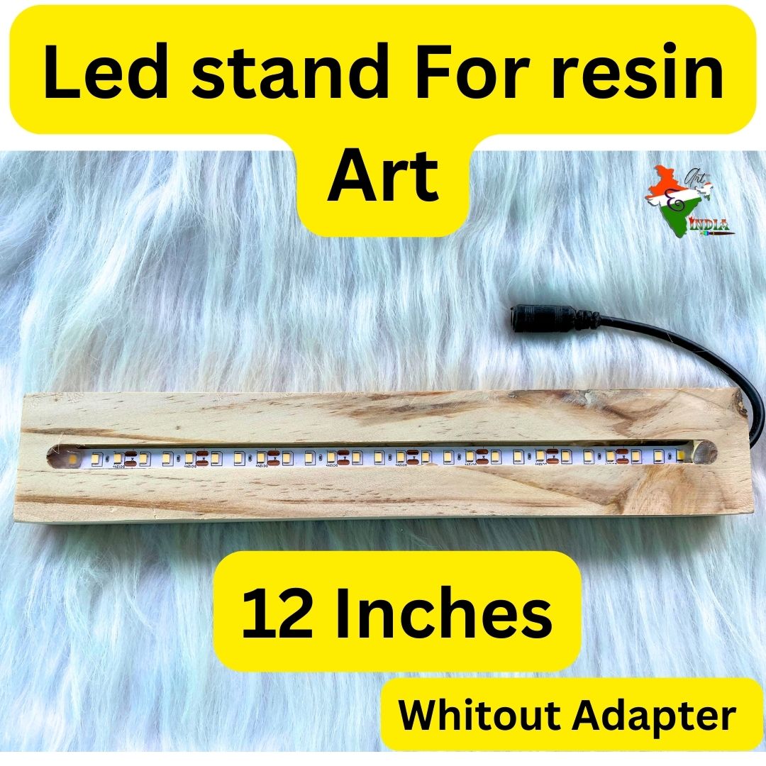 12 inches Wooden LED Stand in Pinewood – Epoxy Art India
