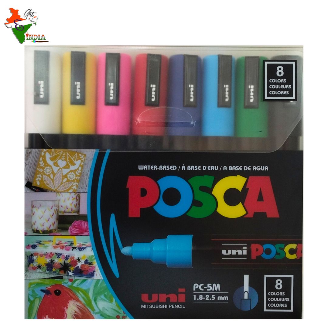 Uniball Posca 5M Markers with Medium Point Pen Tip (Fabric, Glass Paint ...