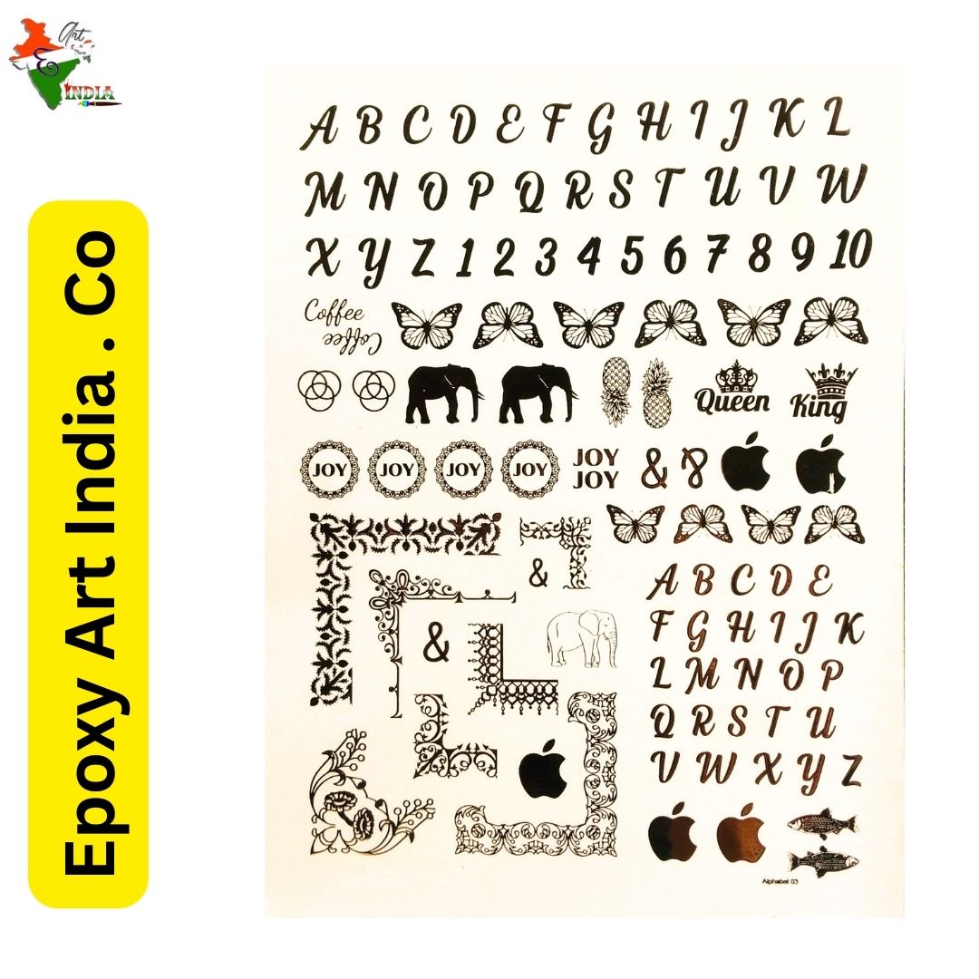 Embossed Gold Sticker Sheet For Resin Art 251 Capital Alphabet Stickers ...
