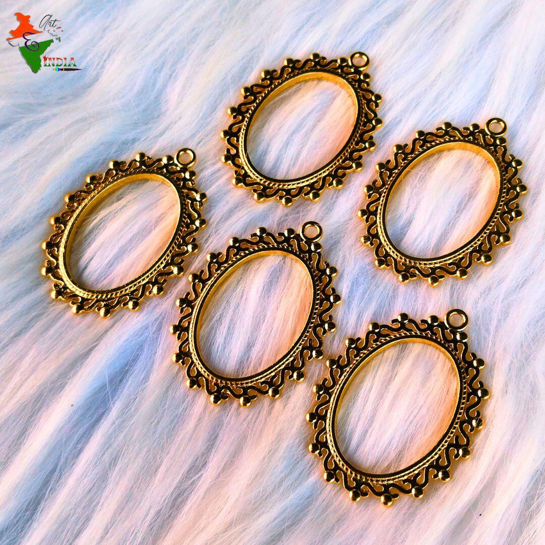 GOLD OVAL PENDANT FRAME BEZELS FOR RESIN ART – Epoxy Art India