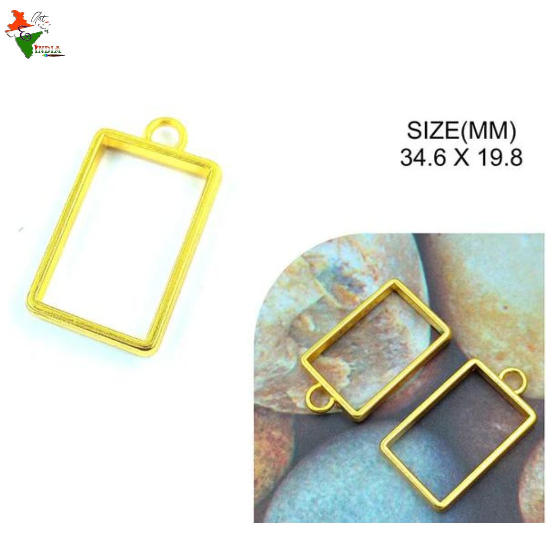 GOLD RECTANGLE PENDANT BEZELS FOR RESIN ART (SET OF 5) – Epoxy Art India