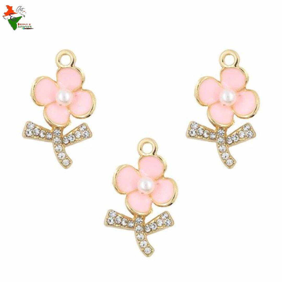 4 PETAL FLOWER ENAMEL PENDANT CHARMS (SET OF 5) – Epoxy Art India